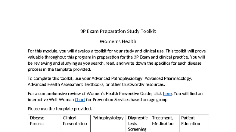 3P Exam Prep Toolkit for Women's Health - Studocu