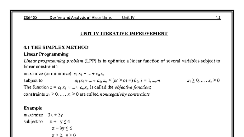 CS6402 - Design and Analysis of Algorithms: Unit IV Notes - Studocu