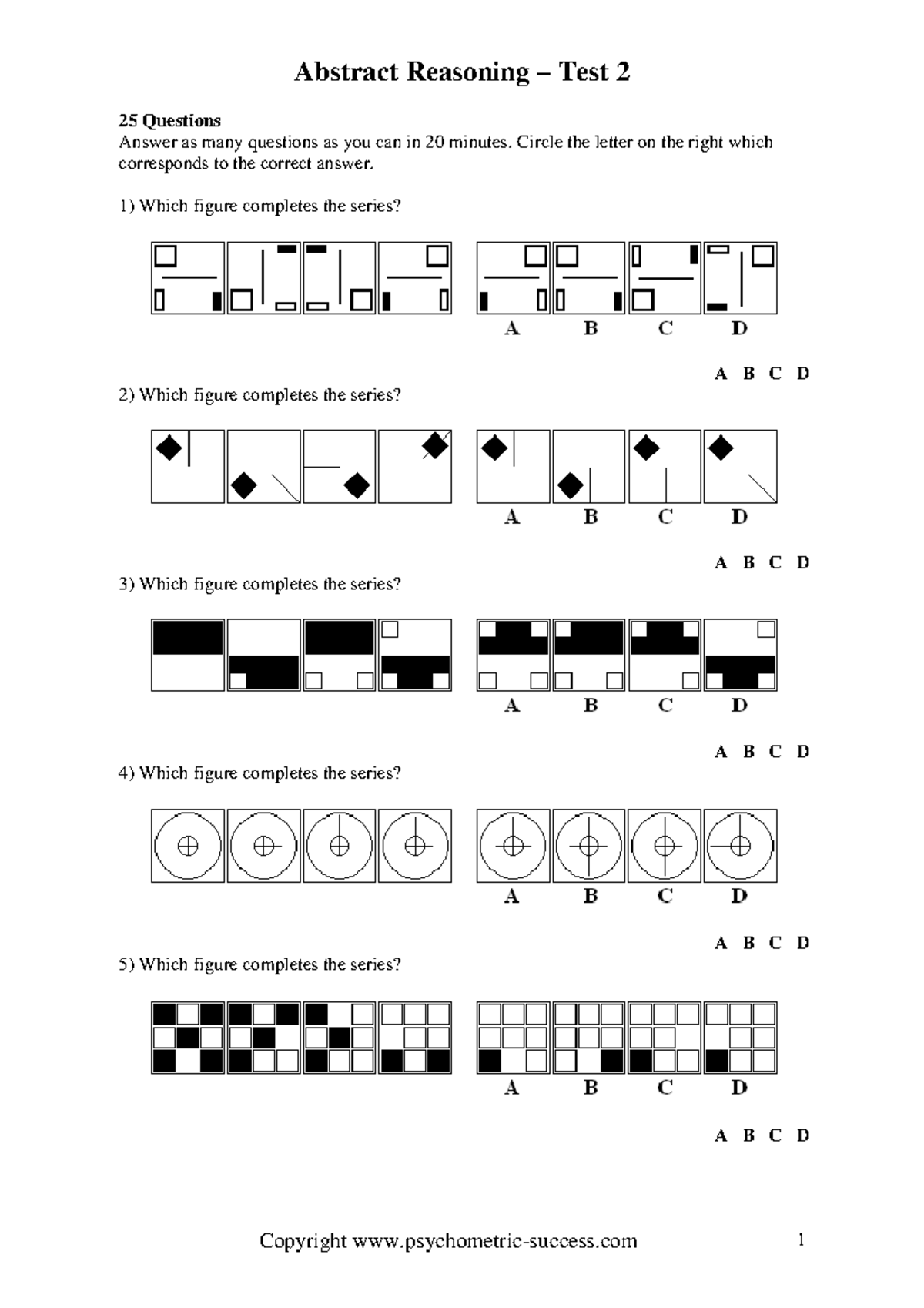 Abstract Reasoning Practice Test 2: 25 Questions & Answers - Studocu