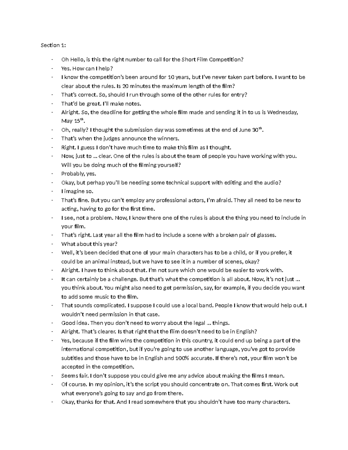 Short Film Competition Rules and Guidelines Transcript - Studocu