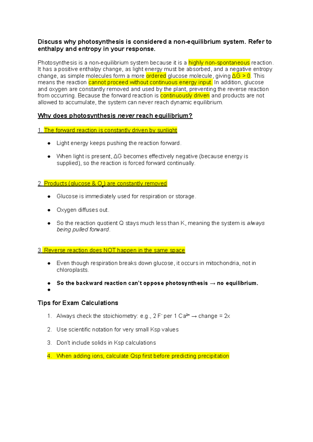 Chem Module 5 Review: Photosynthesis & Solubility Concepts - Studocu