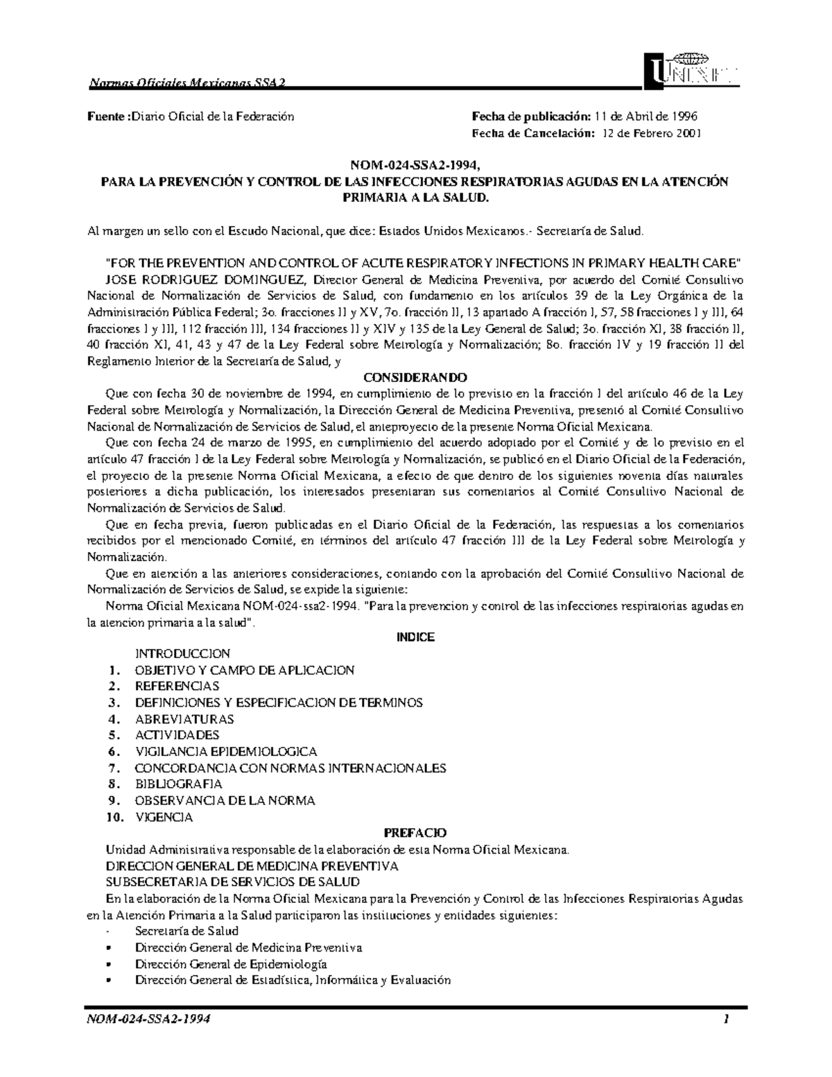 Norma Oficial Mexicana NOM-024-2012 sobre Infecciones Respiratorias ...