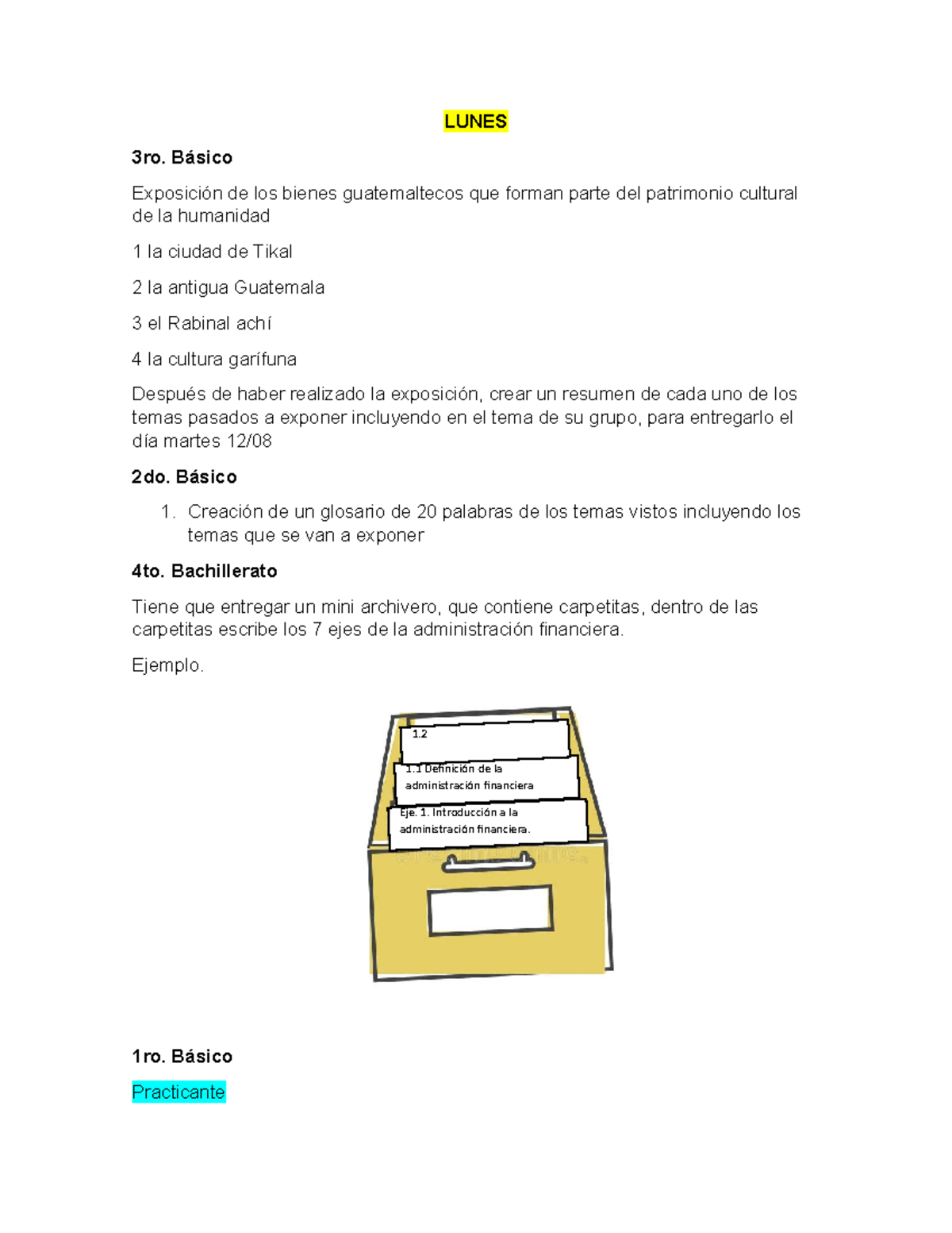 Resumen de Exposiciones y Tareas - 1ro a 4to Bachillerato - Studocu
