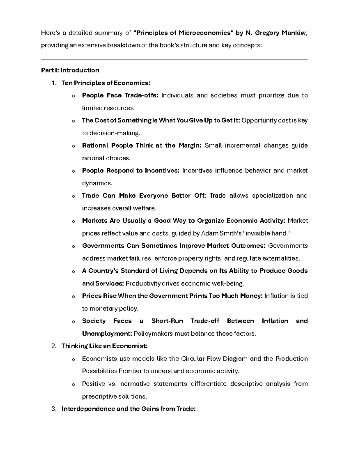 Textbook summary - micro - Here’s a detailed summary of "Principles of ...