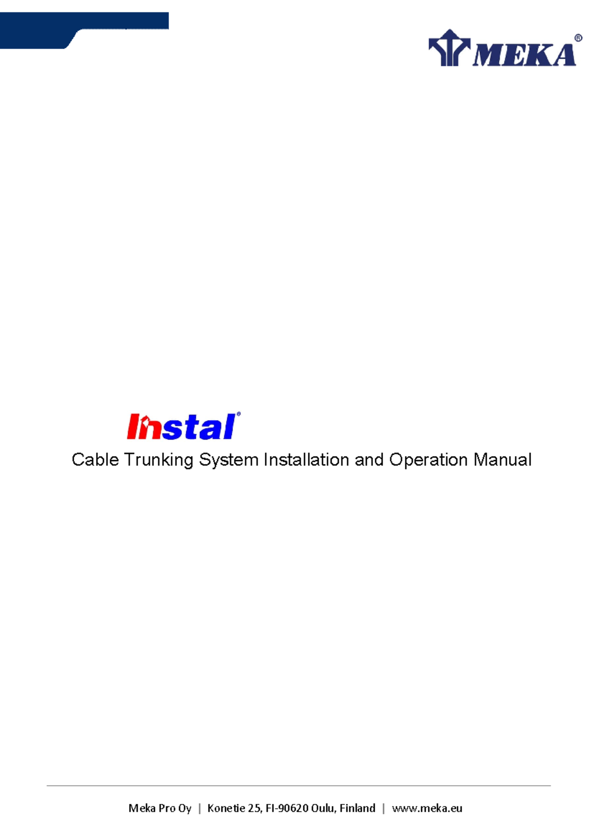 Instal Installation and Operation Manual (Meka) - Cable Trunking System ...