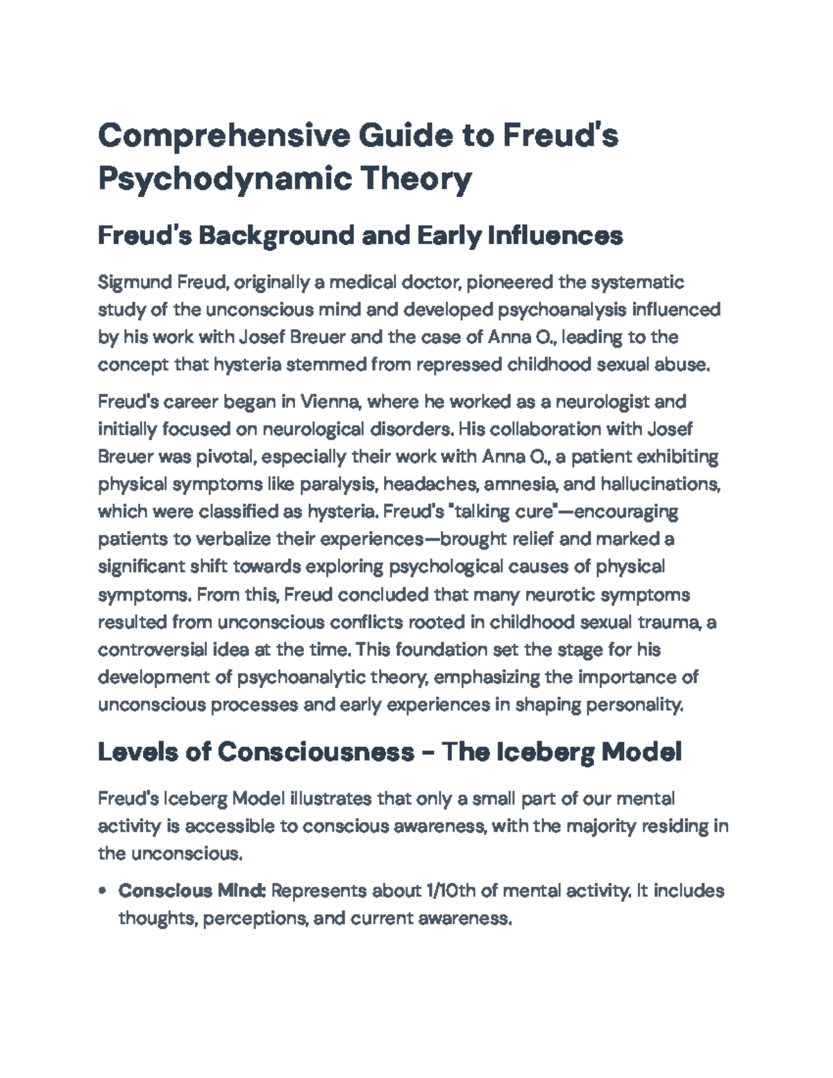 Comprehensive Overview of Freud's Psychodynamic Theory & Stages - Studocu