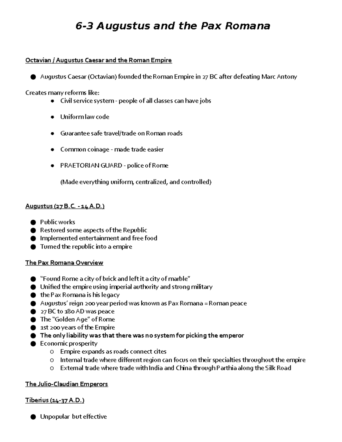 Roman Empire Overview: Augustus and the Pax Romana - HIST 101 - 6-3 ...