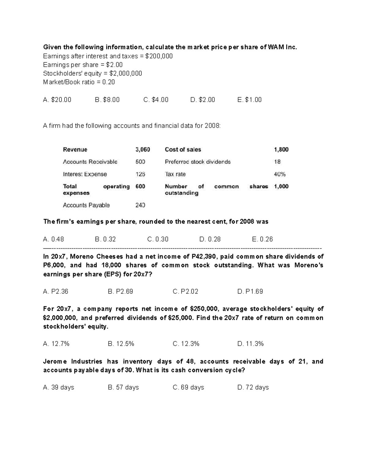 Finma Reviewer - Financial Ratio Analysis Test Examples (Course Code ...