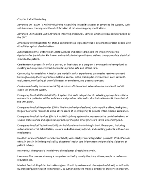 EMT Shock Notes - Chapter 13: Shock Chapter 13 Shock Unit Summary After ...