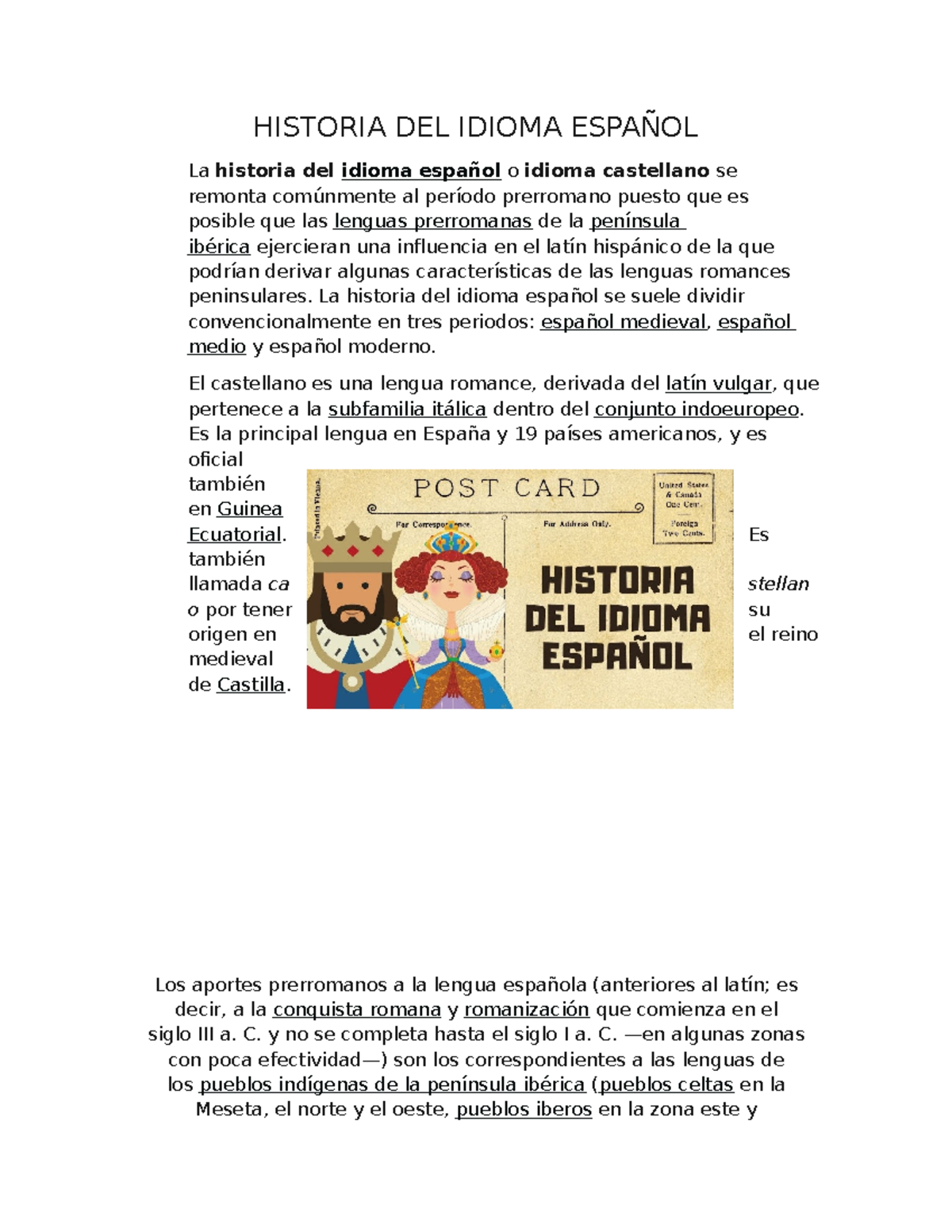 Historia del Idioma Español: Orígenes y Evolución (HIST 101) - Studocu