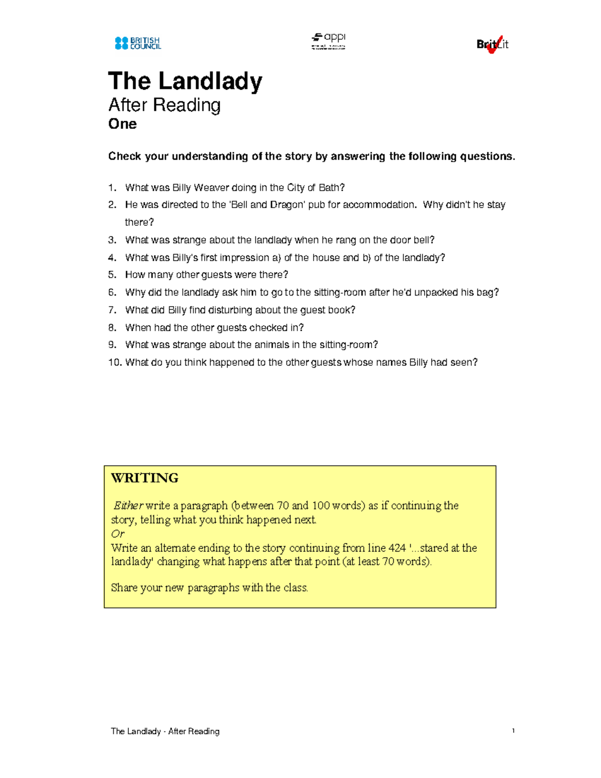 The Landlady (ENG 101) - Understanding and Analyzing Key Themes - Studocu