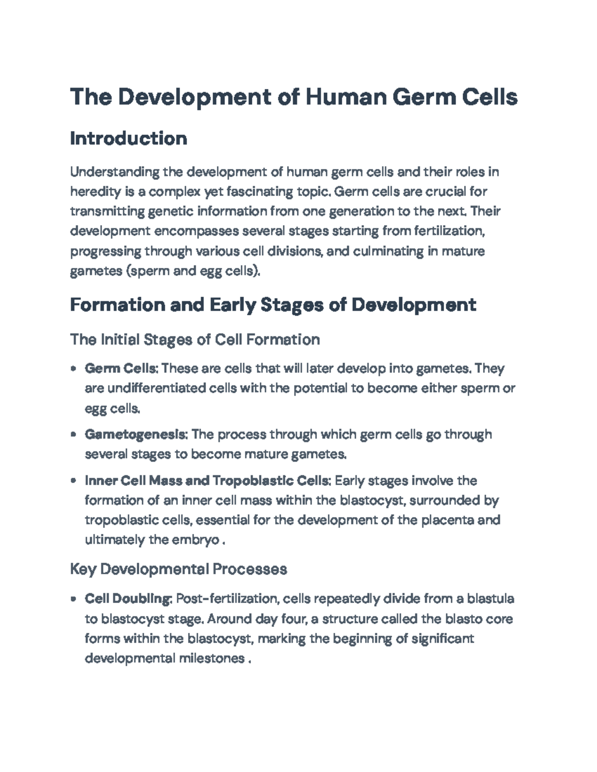 Development and Genetic Implications of Human Germ Cells in Biology ...