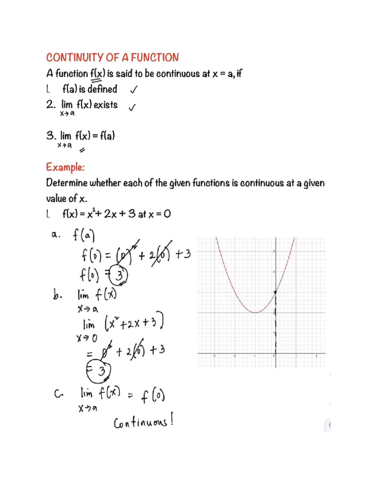 Continuity of Functions: Basic Calculus Notes (MATH 101) - Studocu