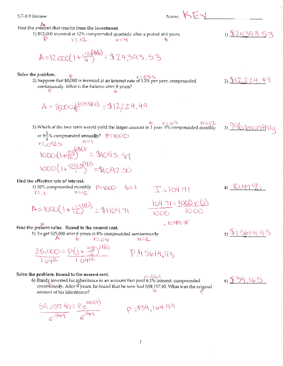 Ja - Answer Key for Interest Equations and Growth Models - Studocu
