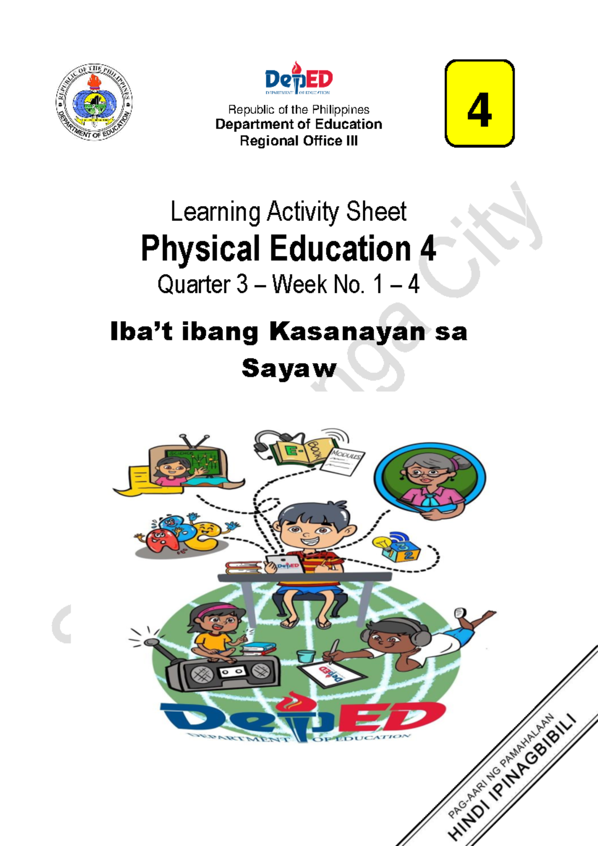 3RD Quarter Grade 4 PE Learning Activity Sheet: Week 1 - Kasanayan sa ...