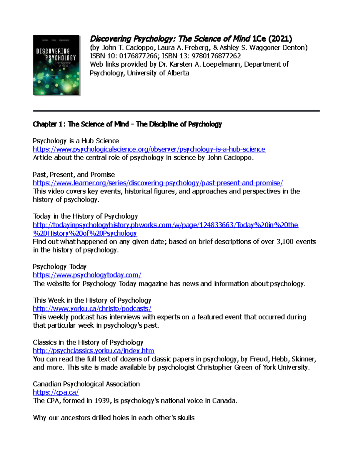 Psychology Course Companion: Discovering Mind Science 1st Ed. - Studocu