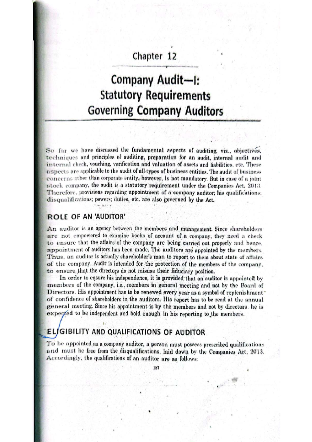 Chapter 12: Statutory Requirements for Company Auditors (AUD-101) - Studocu