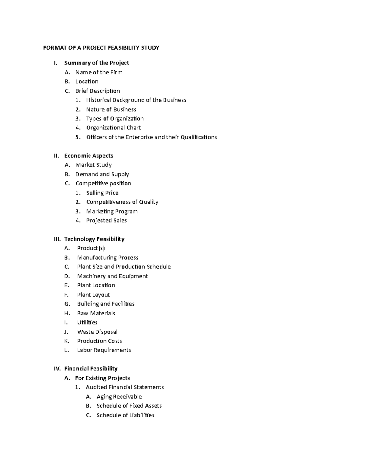 Project Feasibility Study Format Guide: Key Elements & Structure - Studocu