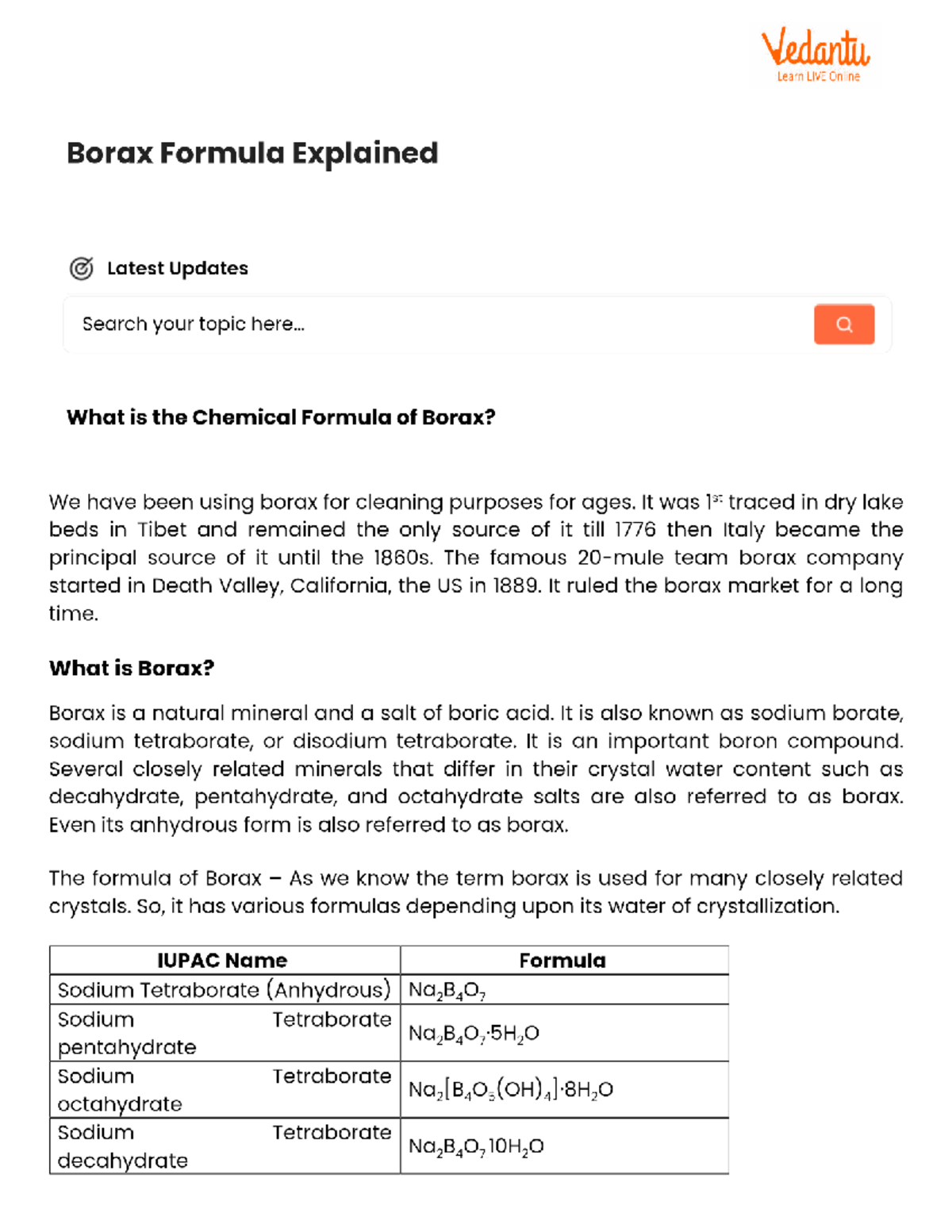 Borax Formula Explained: Key Insights and Applications - Studocu