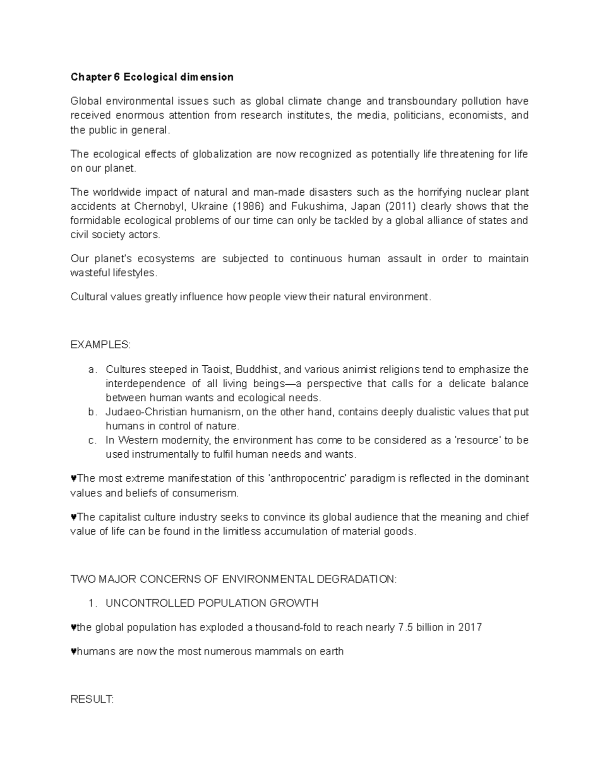 Gcworld Reviewer - Chapter 6 Ecological dimension Global environmental ...