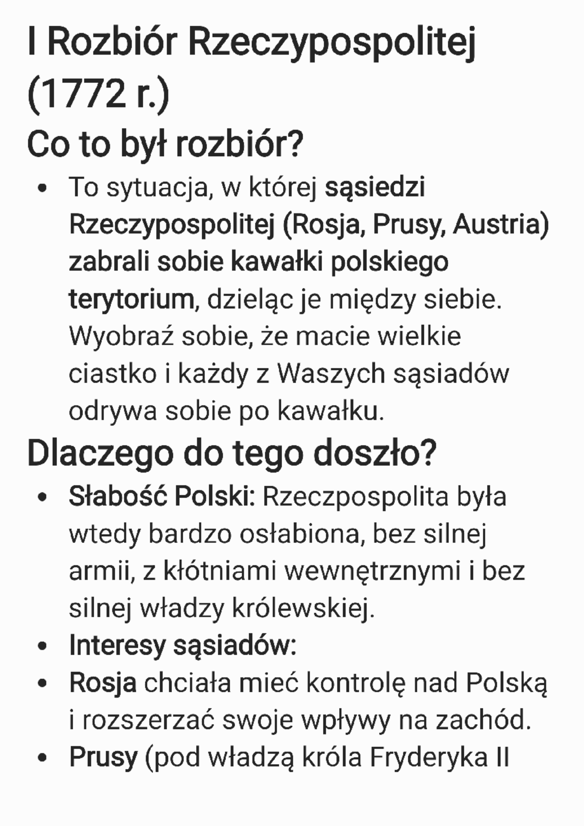 I Rozbiór Rzeczypospolitej: Przyczyny i Skutki (1772) - Studocu