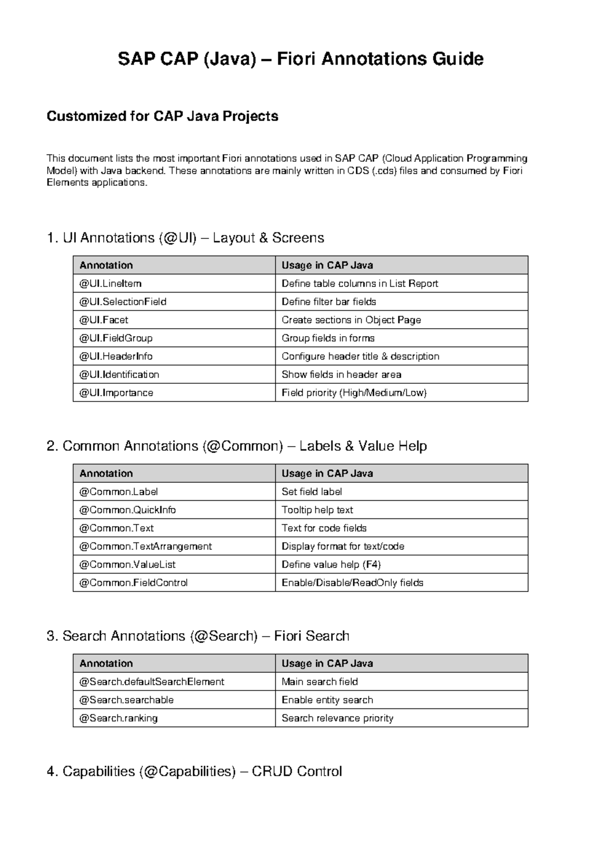 SAP CAP (Java) Fiori Annotations Guide for Java Projects - Studocu