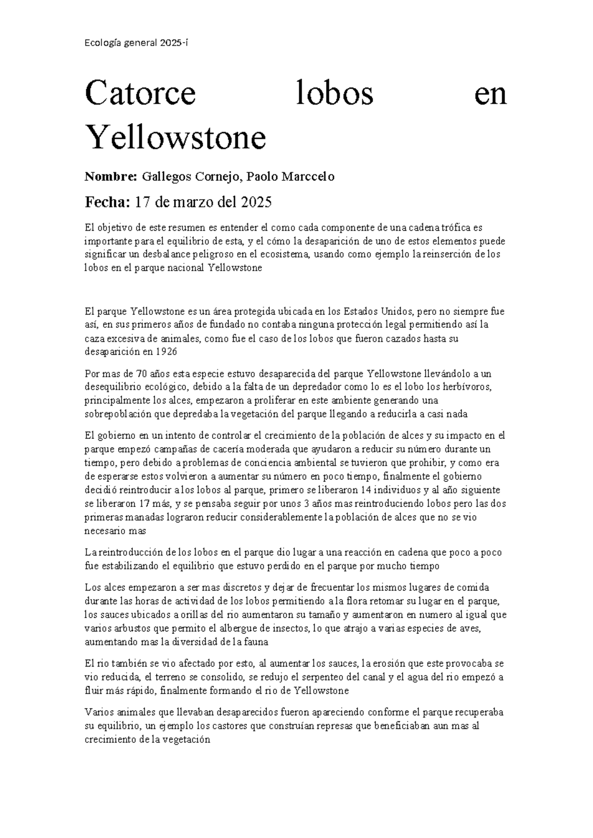 Reintroducción de 14 lobos en Yellowstone: Impacto ecológico y ...