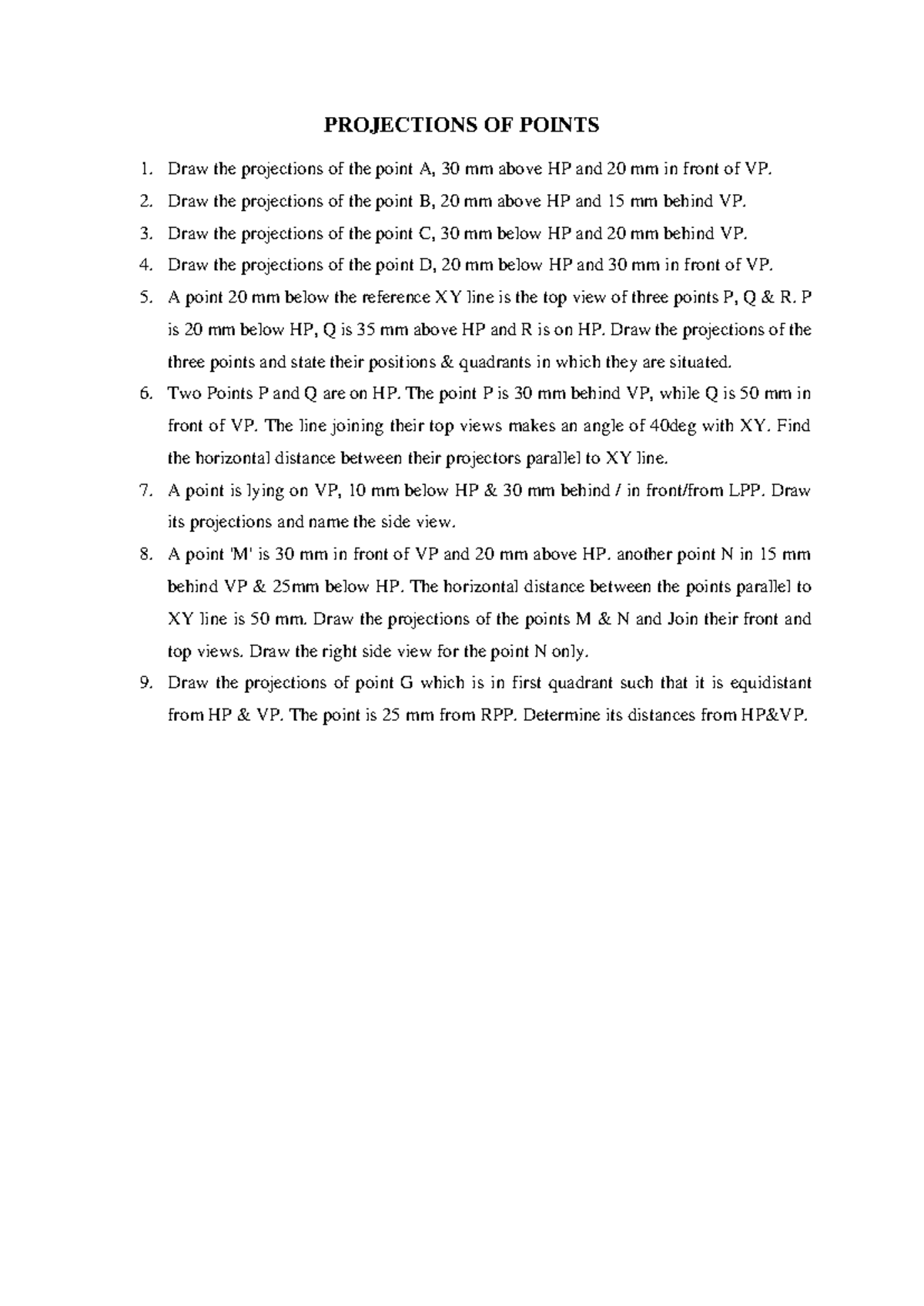 E1 - Caed: Projections of Points, Lines, and Solids - Studocu