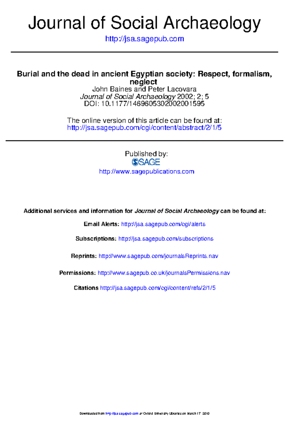 Burial Practices and Ideals in Ancient Egyptian Society: A Study - jsa ...