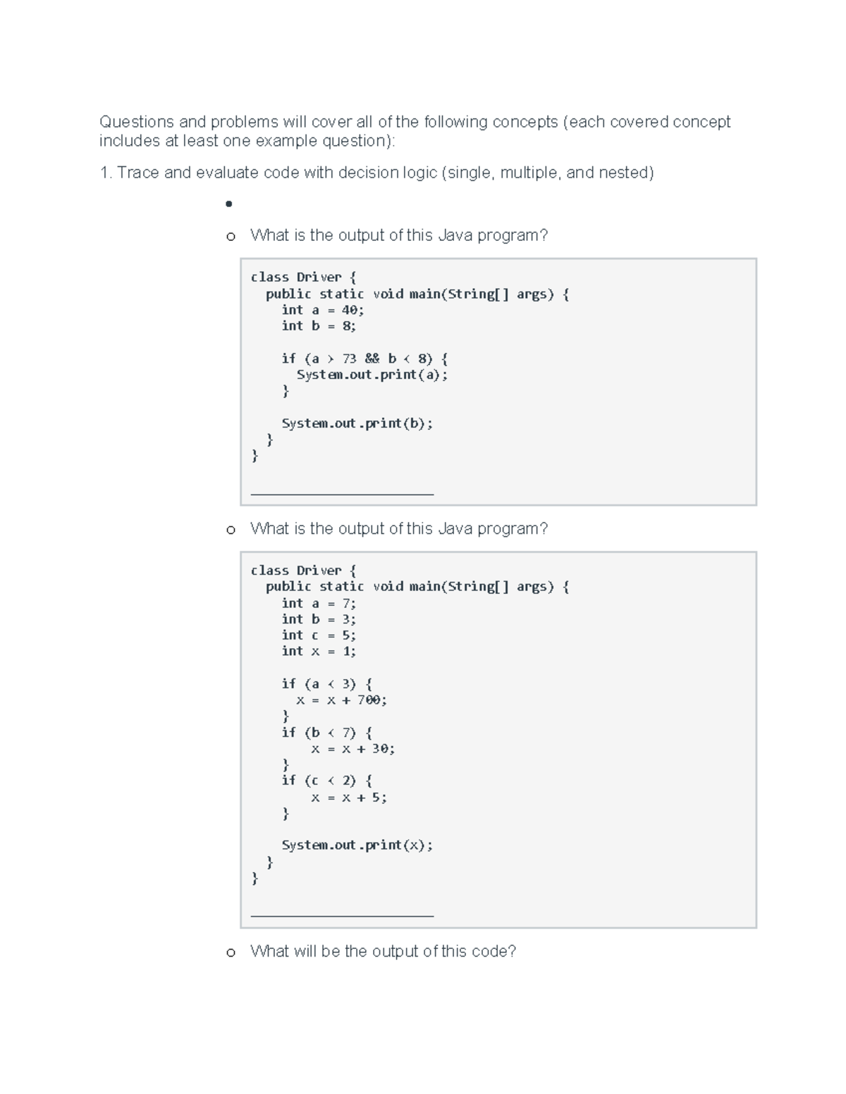CSE110 Third Quarter Exam Study Guide: Decision Logic & Arrays - Studocu