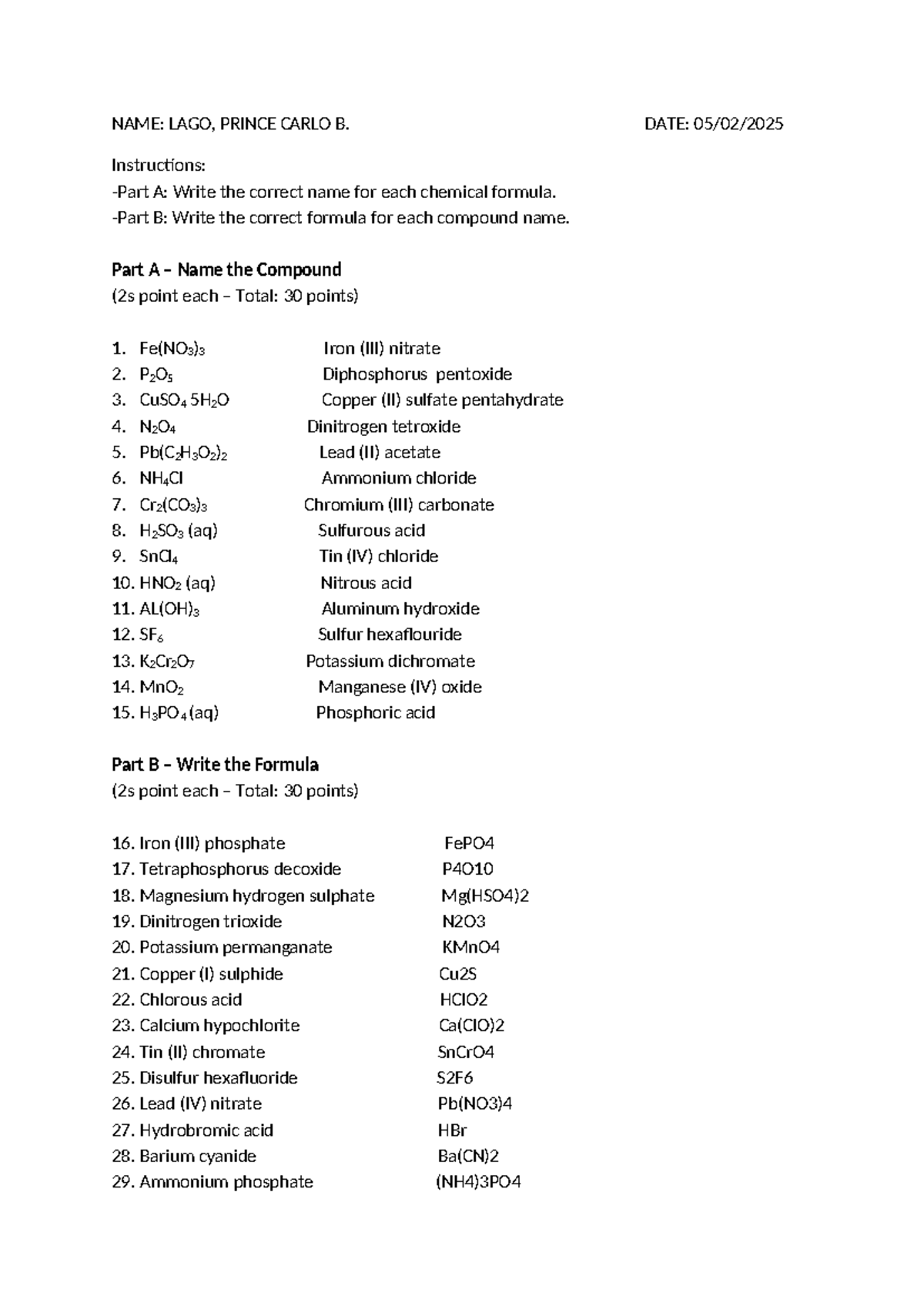 Chemical Naming and Formula Writing Guide for CHEMISTRY12346271 - Studocu