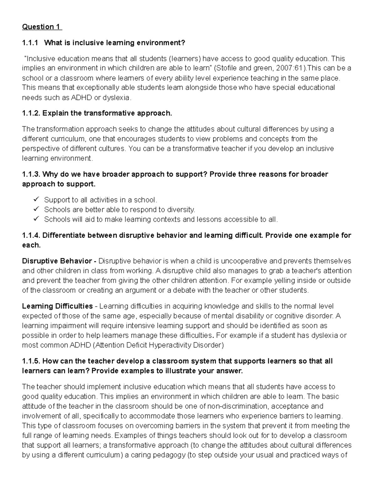 BTE2601 Assignment 03: Inclusive Learning & Diversity in Education ...
