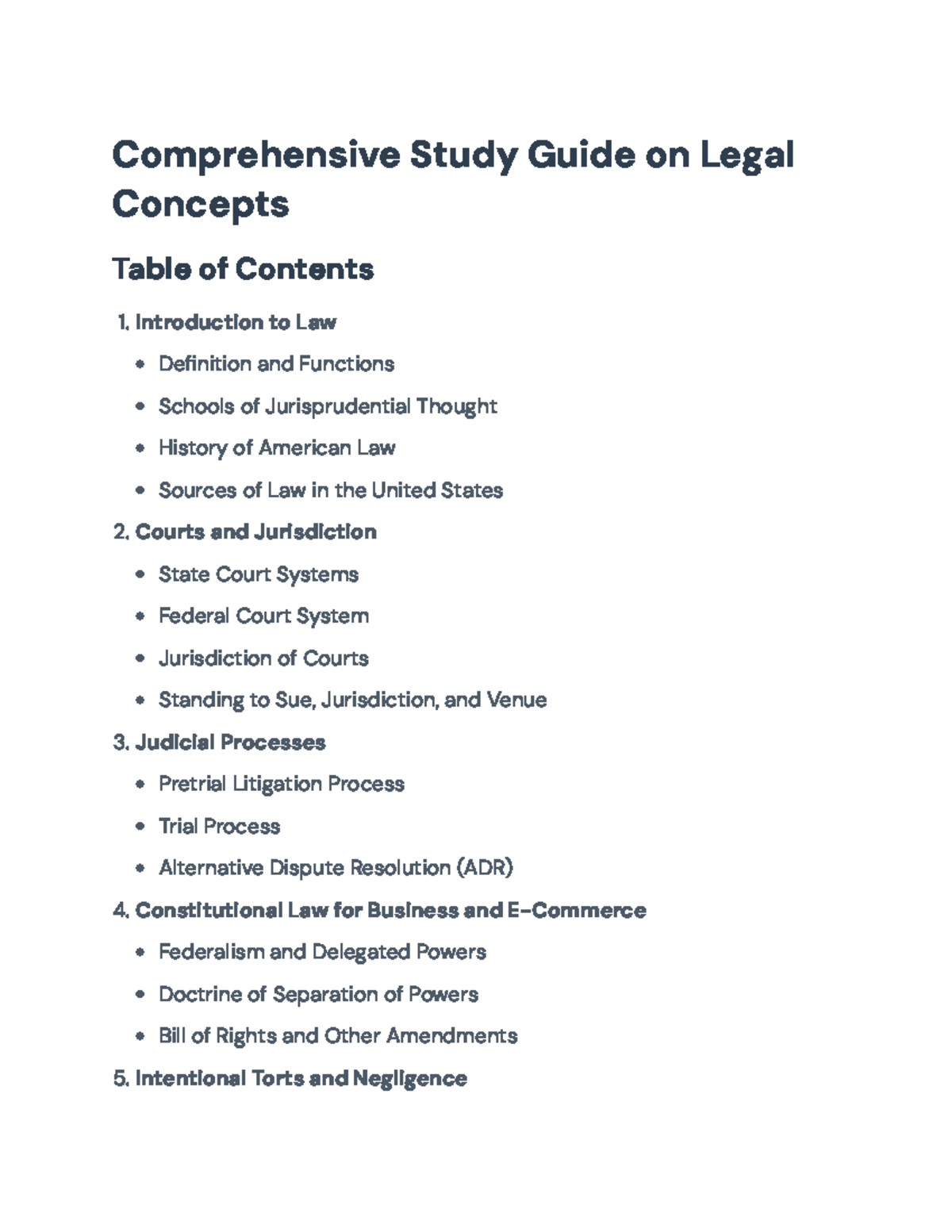 Legal Concepts Study Guide for Business & E-Commerce (Course Code) - Studocu