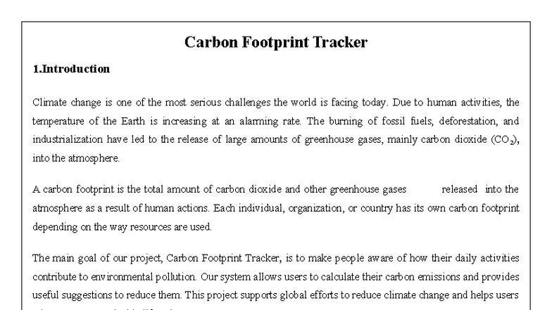 Carbon Footprint Tracker Project Overview and Objectives - Studocu