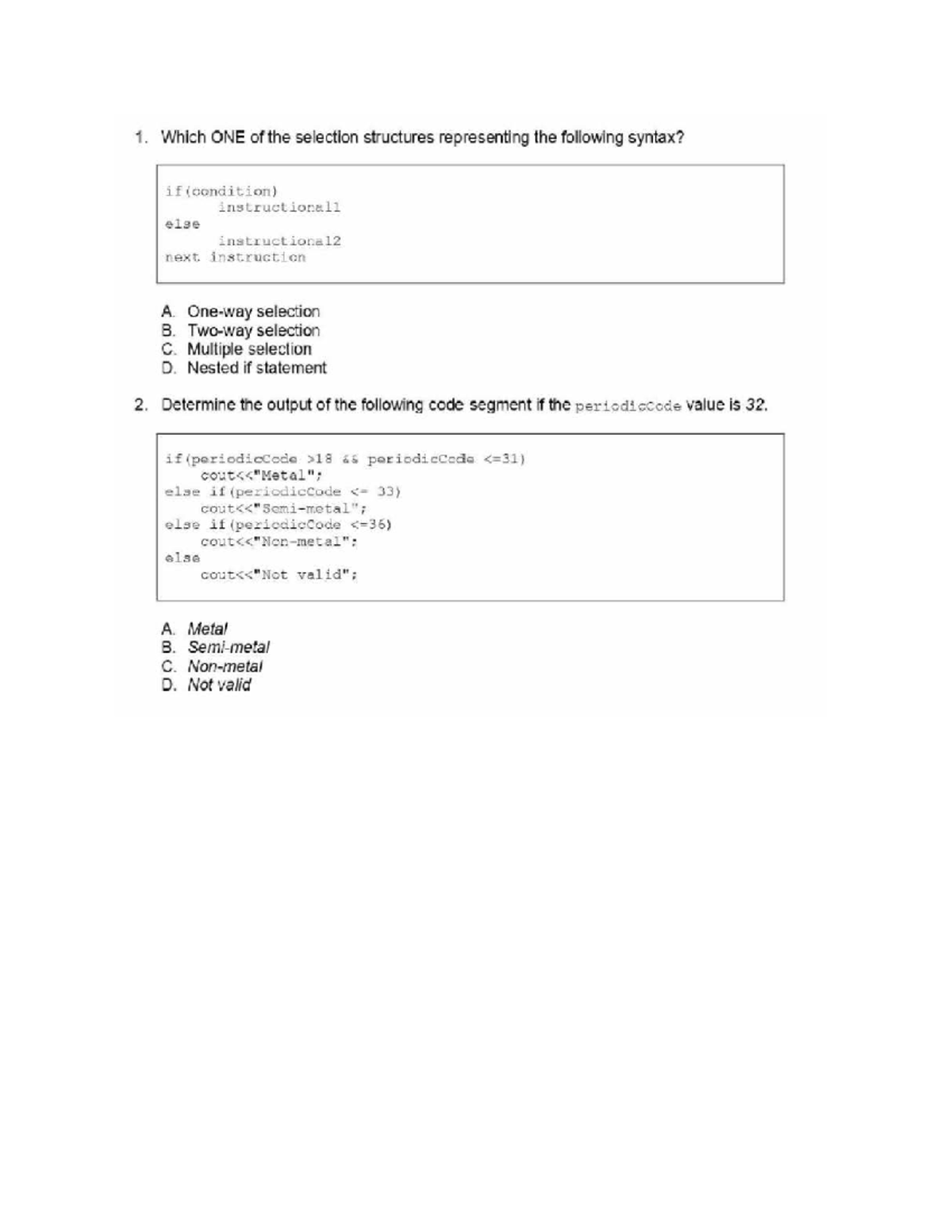 Exercise Chapter 3 Final Exam: Programming Logic & Output Analysis ...