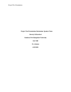 DAT 300 Project One - Assignment - Ciara Robinson DAT 300- Data Valid ...