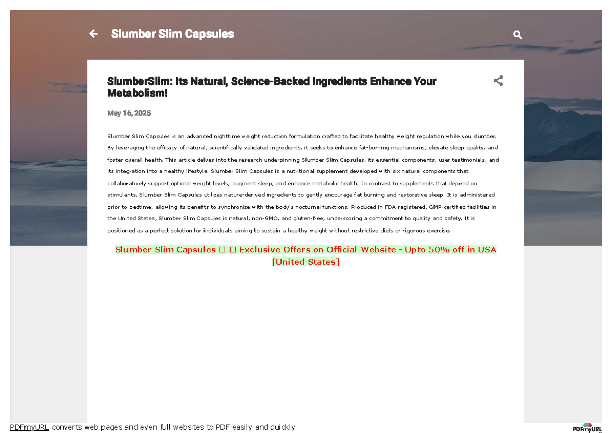 Slumber Slim Capsules: Natural Ingredients for Nighttime Weight ...