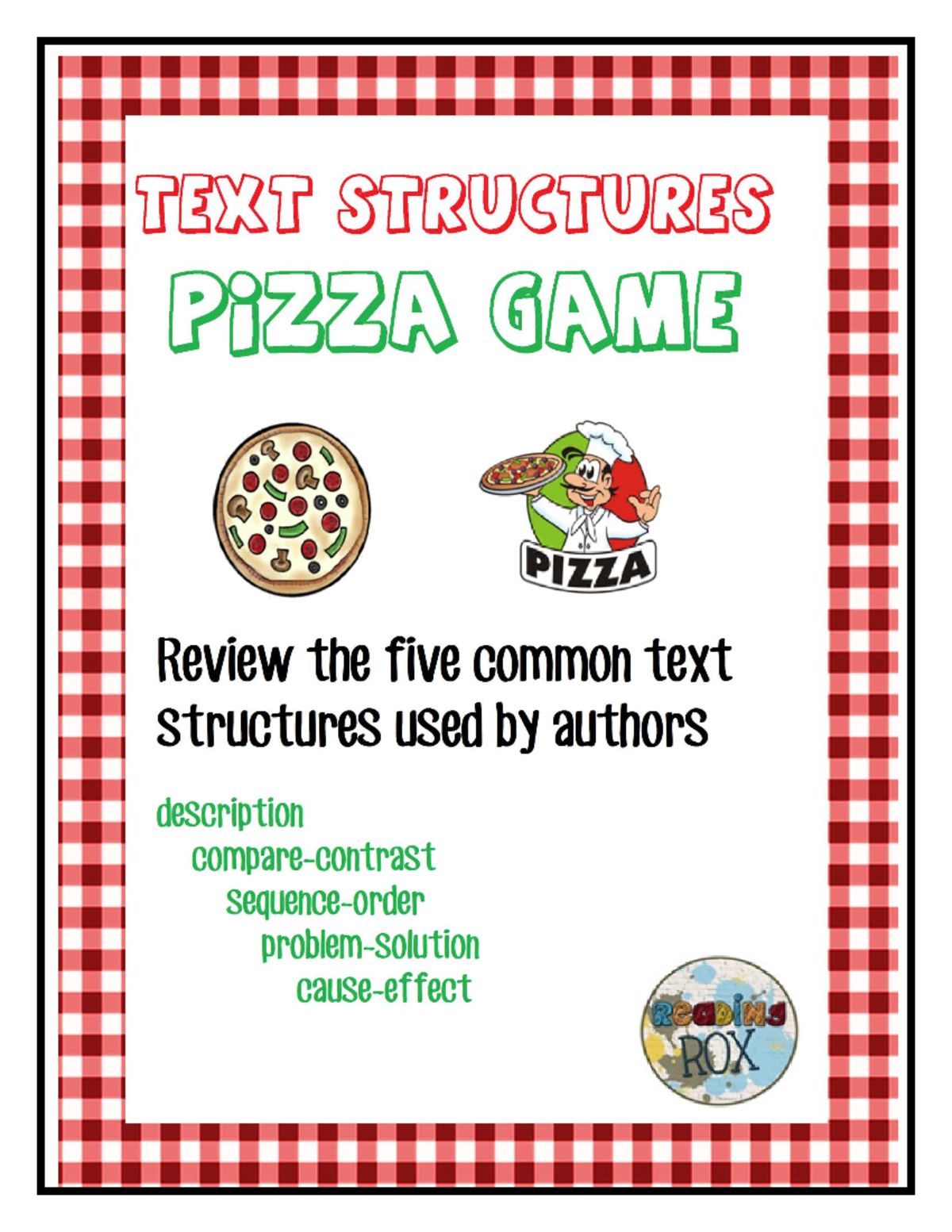 Text Structures Review Game: Pizza Chart Activity Guide - Studocu