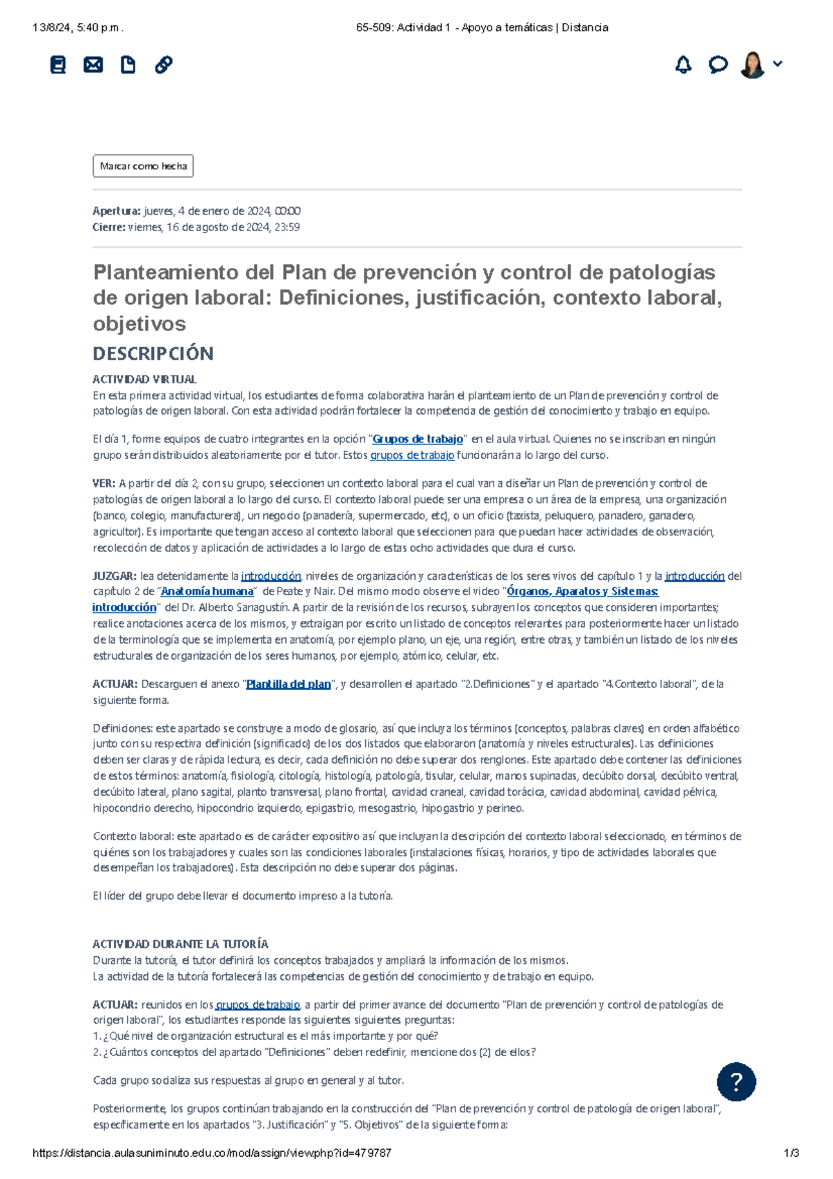 Actividad 1: Plan de Prevención y Control de Patologías Laborales - ADS ...