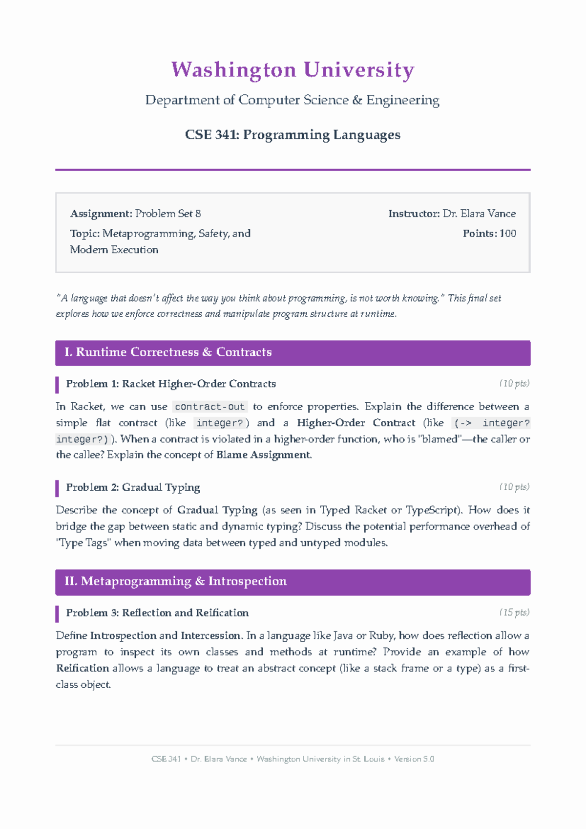 CSE 341: Metaprogramming Assignment - Problem Set 8 - Studocu