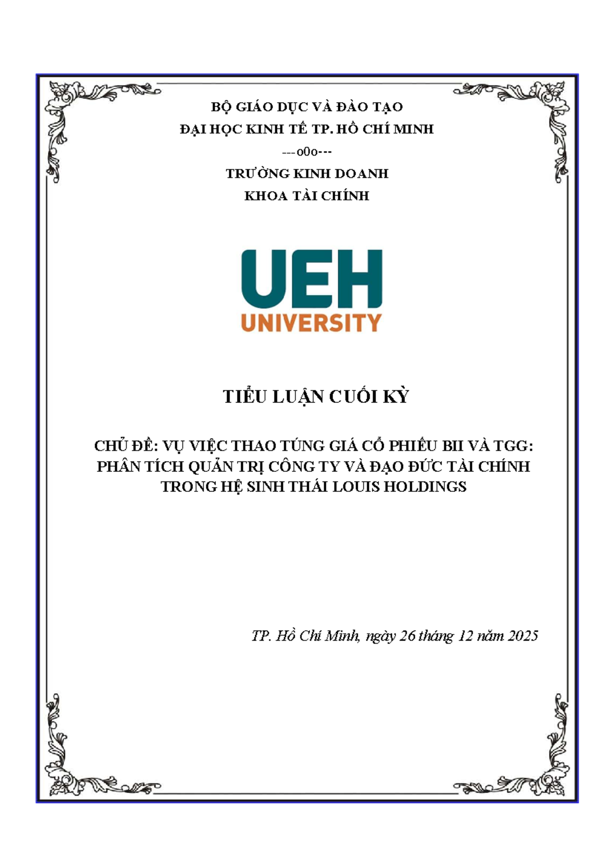 TIỂU LUẬN CUỐI KỲ: THAO TÚNG GIÁ CỔ PHIẾU BII VÀ TGG TRONG HỆ SINH THÁI ...