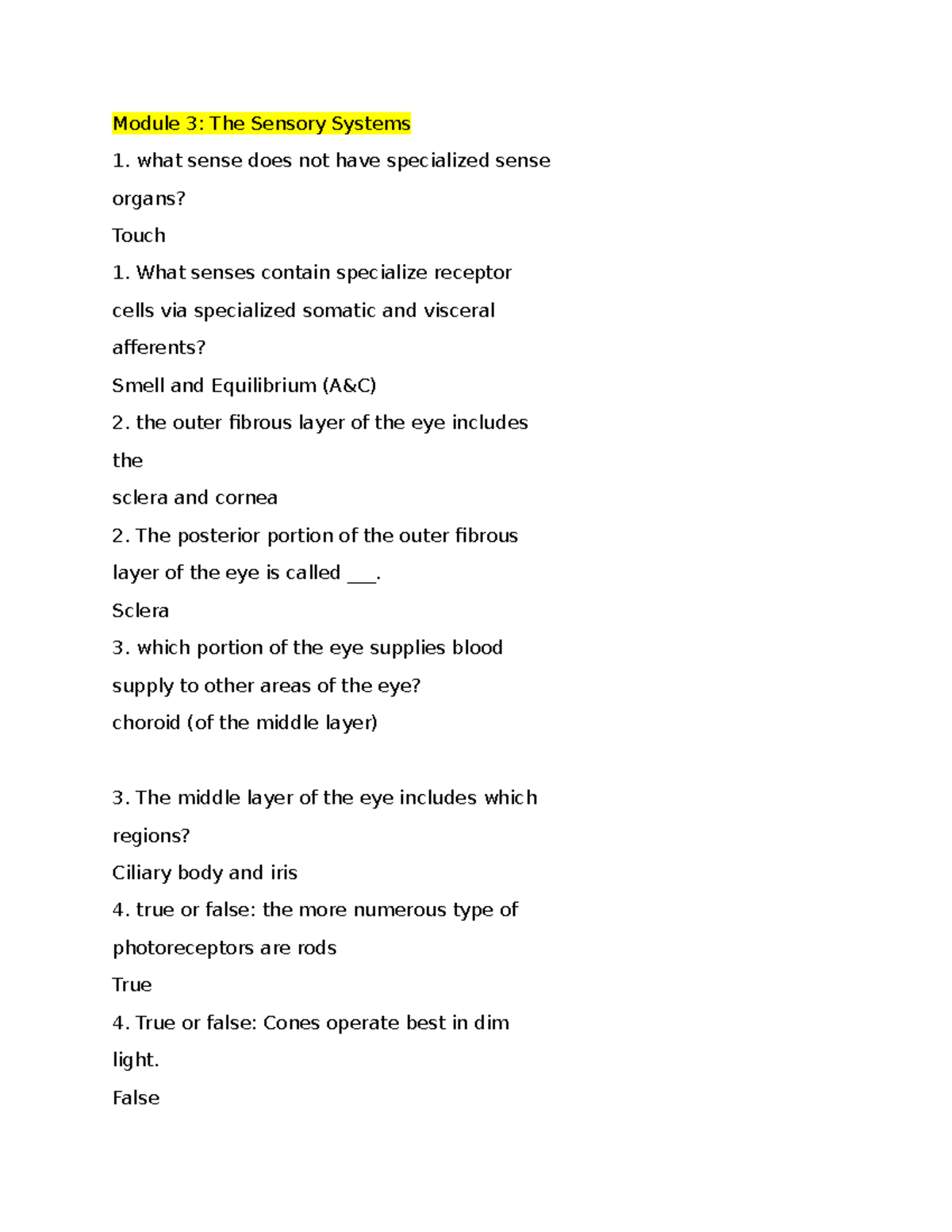 NUR 101: Module 3 - Sensory Systems Concept Maps for Nursing - Studocu