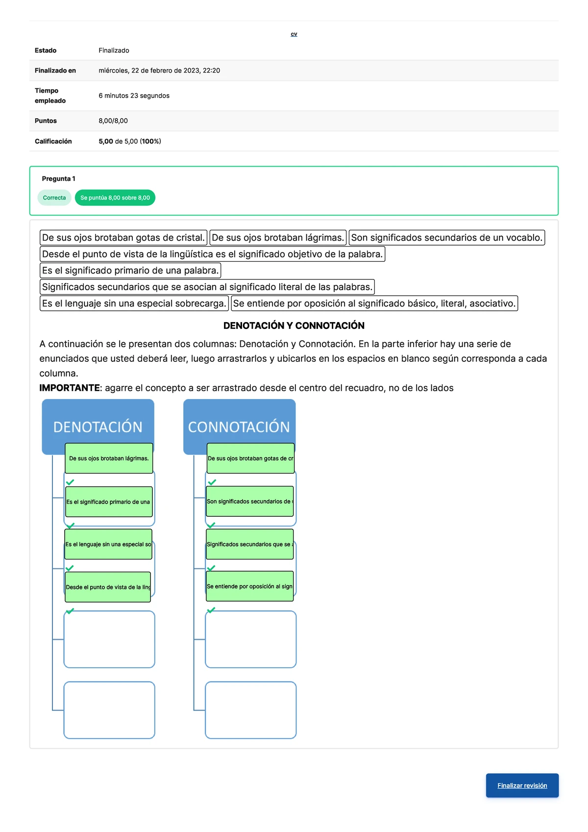 Examen 3, español - Pregunta 1 Correcta Se punt ̇a 32,00 sobre 32, Marcar pregunta Enunciado de ...