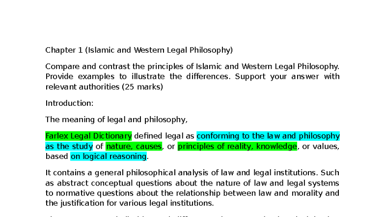 Chapter 1 (LAW101) Comparison of Islamic and Western Legal Philosophies ...