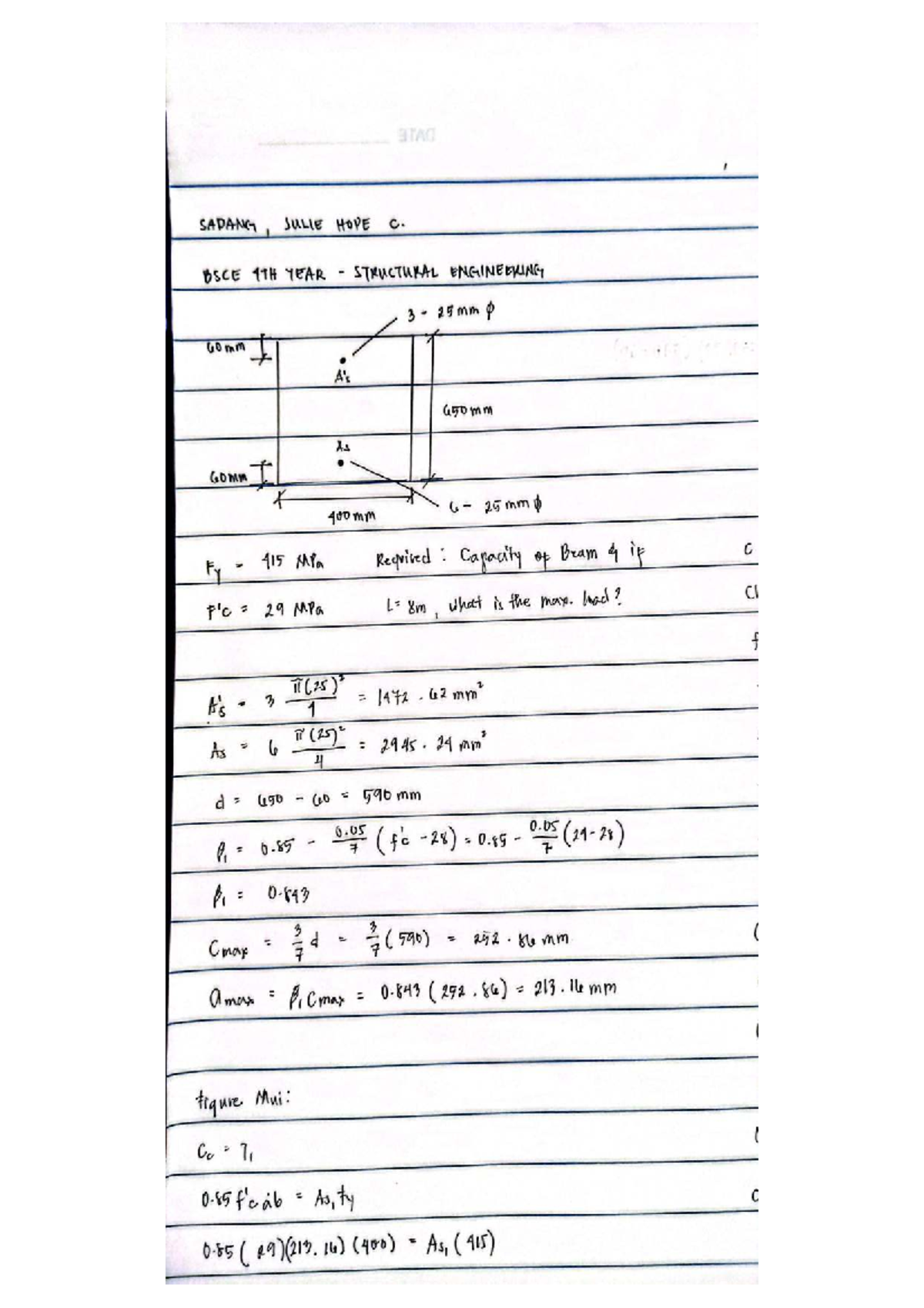 Reinforced Concrete Design Assignment - BSCE 4th Year - Studocu