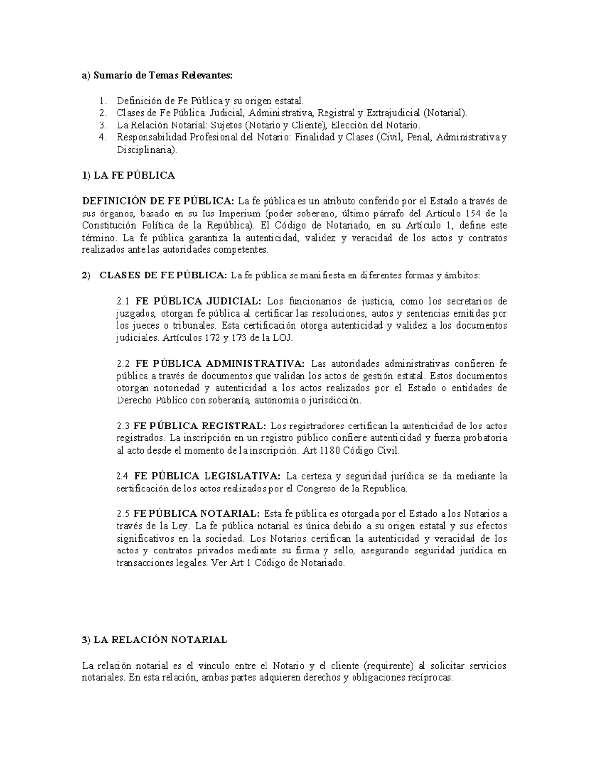 LA FE PÚBLICA: Definiciones y Clases Notariales - Curso Notariado - Studocu