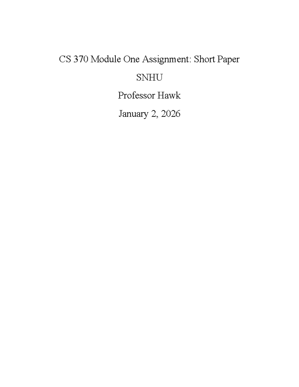 CS 370 Week 1 Assignment: AI in Medication Management - Studocu
