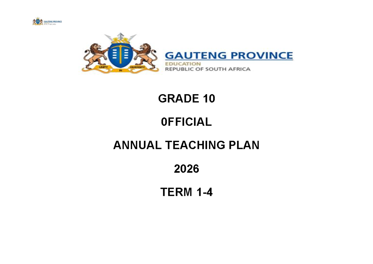 Grade 10 GDE Official Annual Teaching Plan 2026: Geography Overview ...