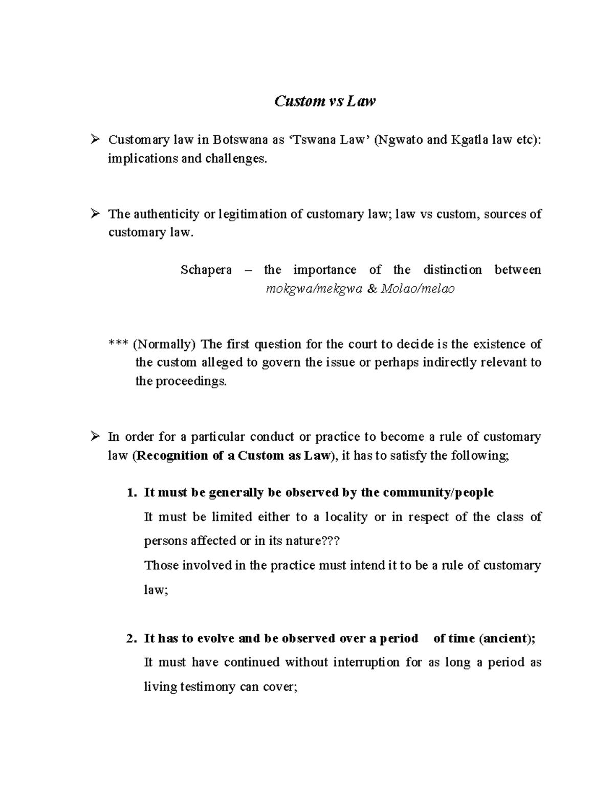 Customary Law vs. Statutory Law in Botswana: A Sociological Analysis ...