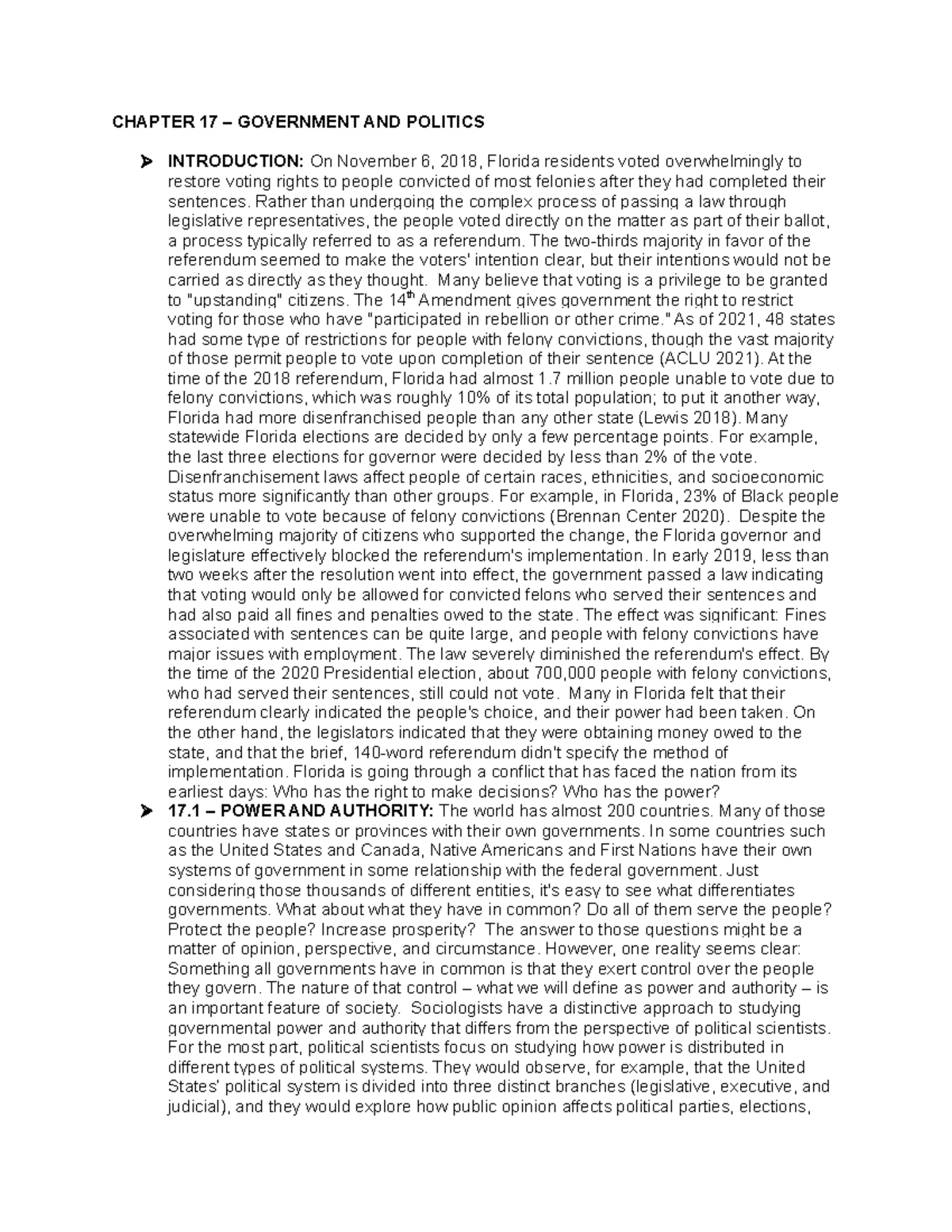 Chapter 17 Notes on Government and Politics: Insights and Analysis ...